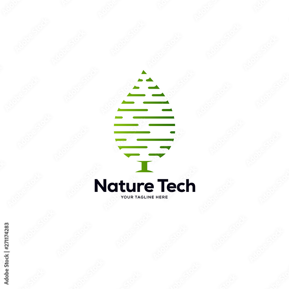 nature technology logo designs template, creative technology logo ...