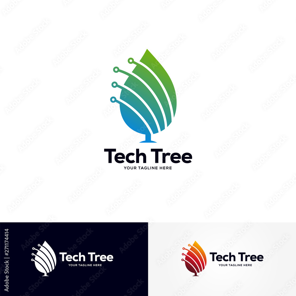 tech tree logo designs template, creative technology logo symbol Stock ...