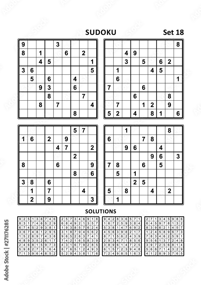 Four sudoku puzzles of comfortable (easy, yet not very easy) level, on ...