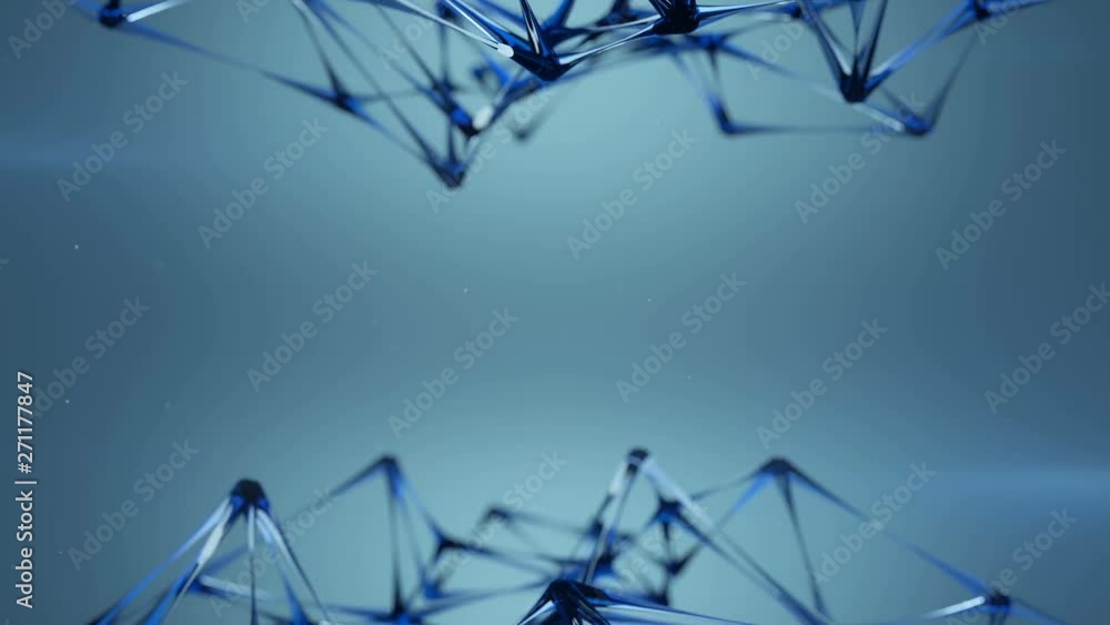 Transparent molecular grid. Futuristic sci-fi technology concept. Abstract 3D rendering with DOF ...