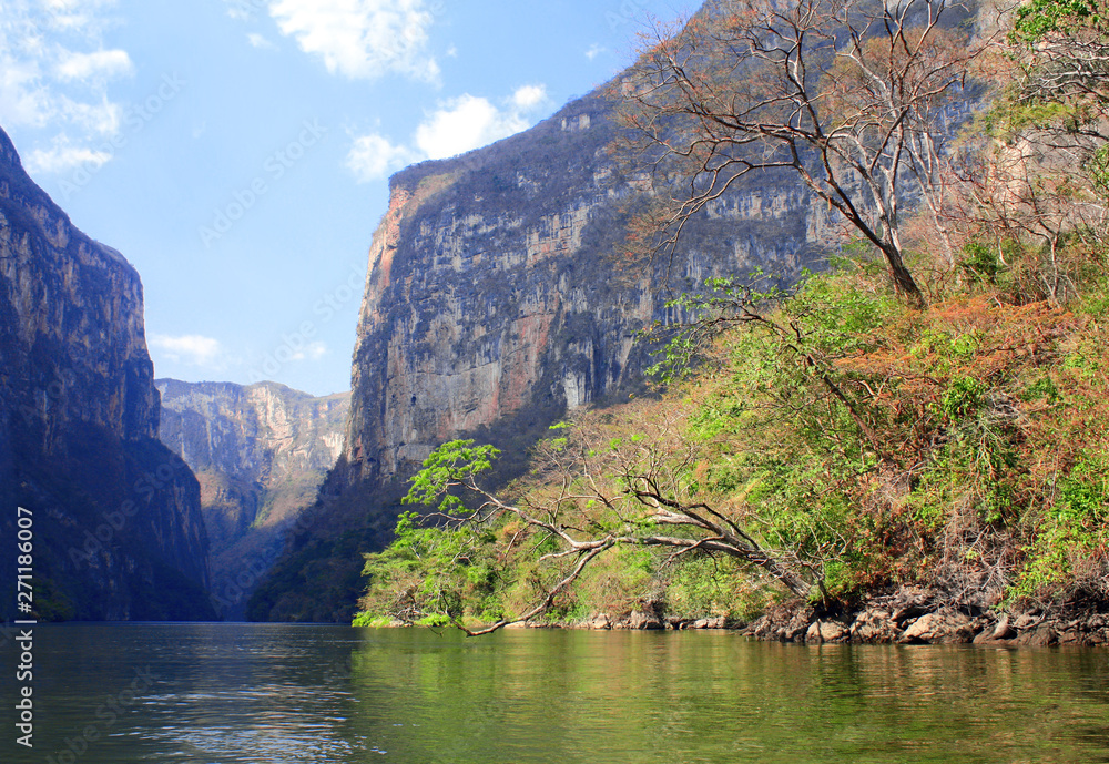 Beautiful rocks and Grijalva river inside Sumidero Canyon, Mexico foto ...