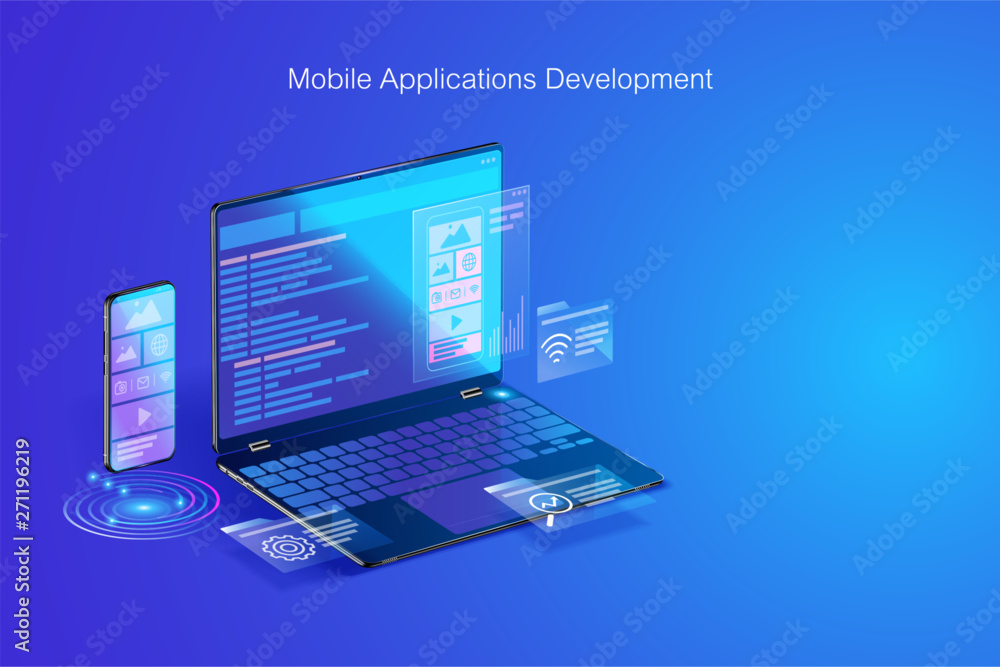 Vetor de Web development, application design, coding and programming on ... Vetor de Web development, application design, coding and programming on ...
