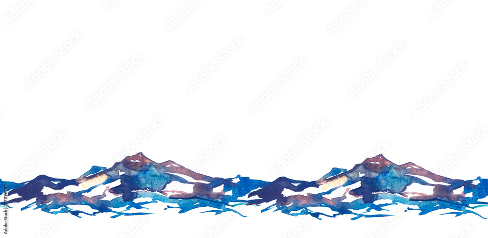 Seamless watercolor linear pattern, border. purple, brown, blue ...