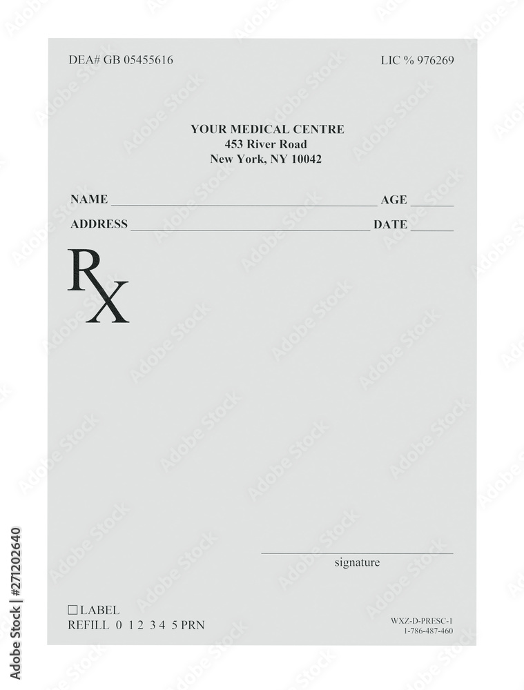 Prescription isolated on white background - 3D render Stock ...