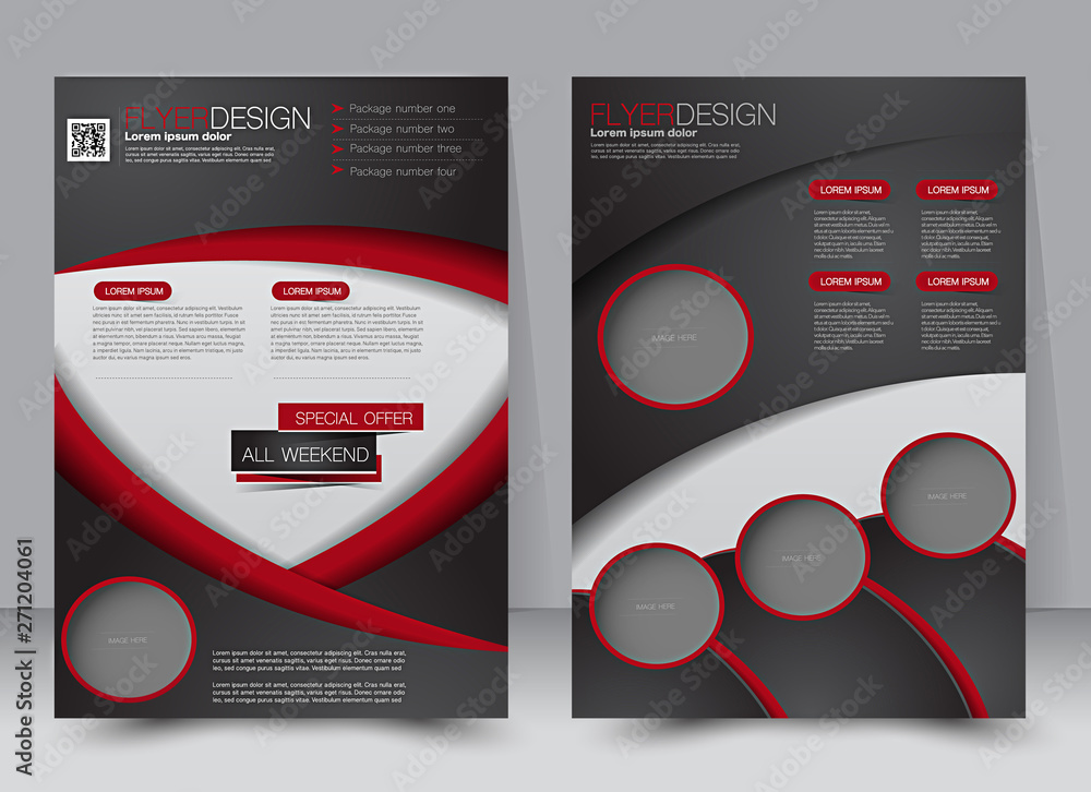 Flyer template. Business brochure. Editable A4 poster for design, education, presentation ...