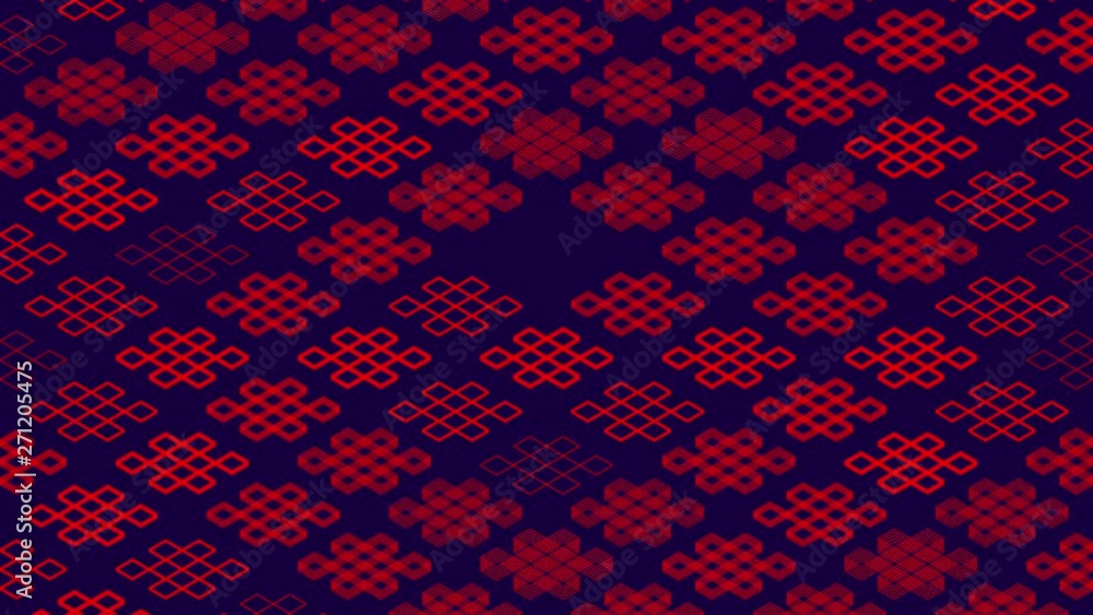 Chinese pattern abstract line 3D virtual isometric lighting moving ...