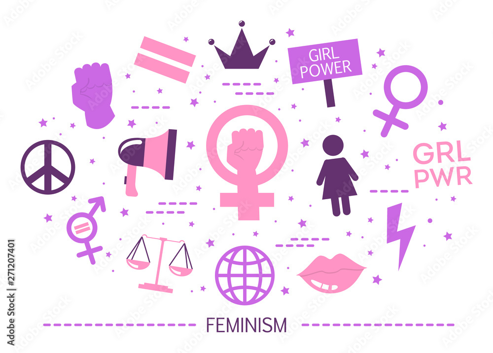 Feminism concept. Idea of gender equality and female movement Stock ...