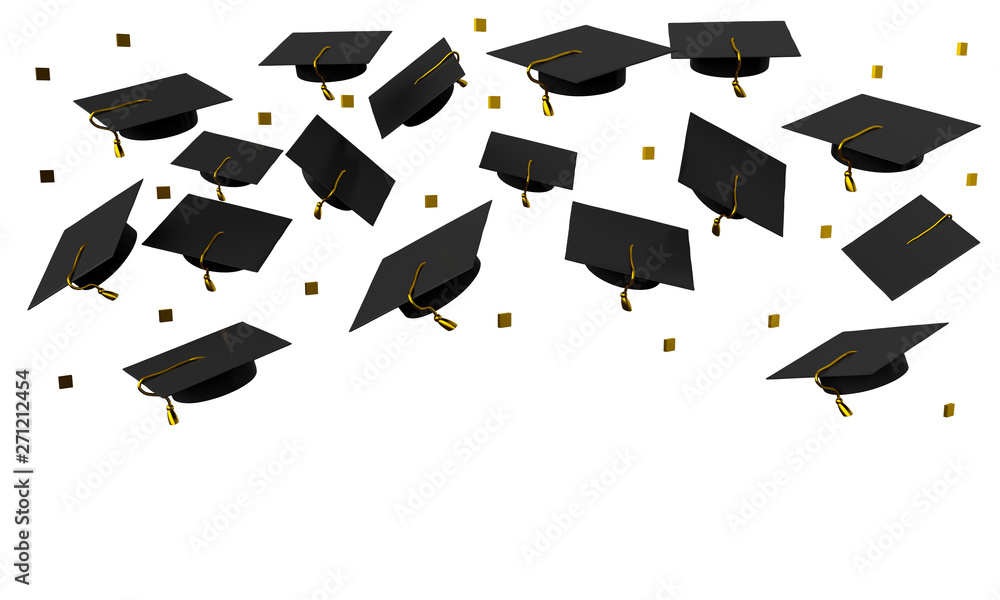 Poster flying graduation caps. 3d rendering Stock Illustration | Adobe ...
