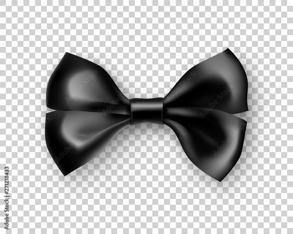 Decorative black bow with ribbon. Elegant silk accessory for female ...