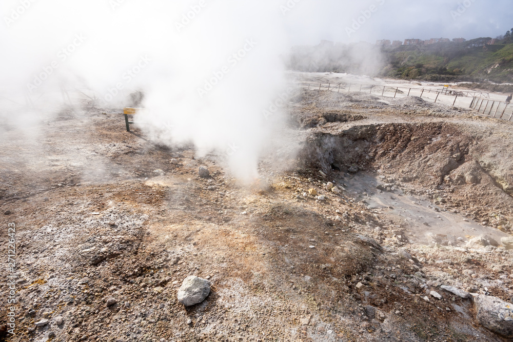 Foto de Pozzuoli, Naples, Italy - June 04 2019: fumaroles of the ...