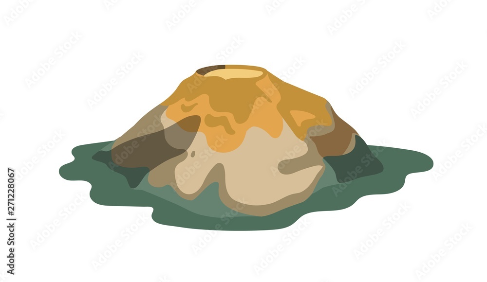 Extinct, inactive or dormant volcano with crater isolated on white ...