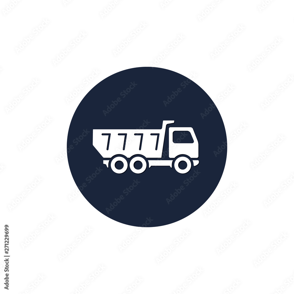 Dump truck icon, Tipper truck symbol, tip lorry isolated vector ...