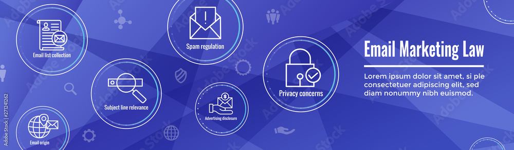 Email Marketing Rules and Regulations Icon Set & Web Header Banner ...