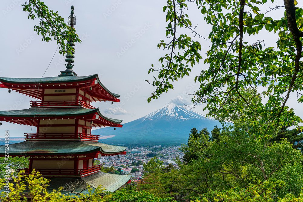 Beautiful Fuji Mountain, Fujisan volcano at Kitaguchi Hongu Fuji Sengen ...
