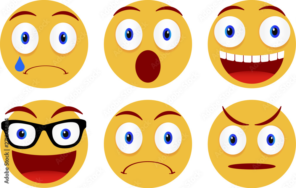Collection of smiley faces. Emoticon, emoji icons on white background ...