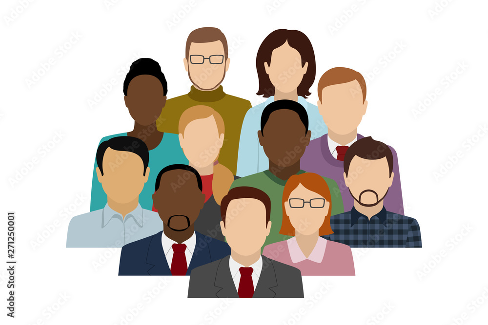 Group of different people. Office team. Vector illustration. Stock ...