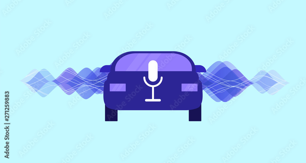 Voice recognition in car. Speech to text, speech talk. Smart car ...