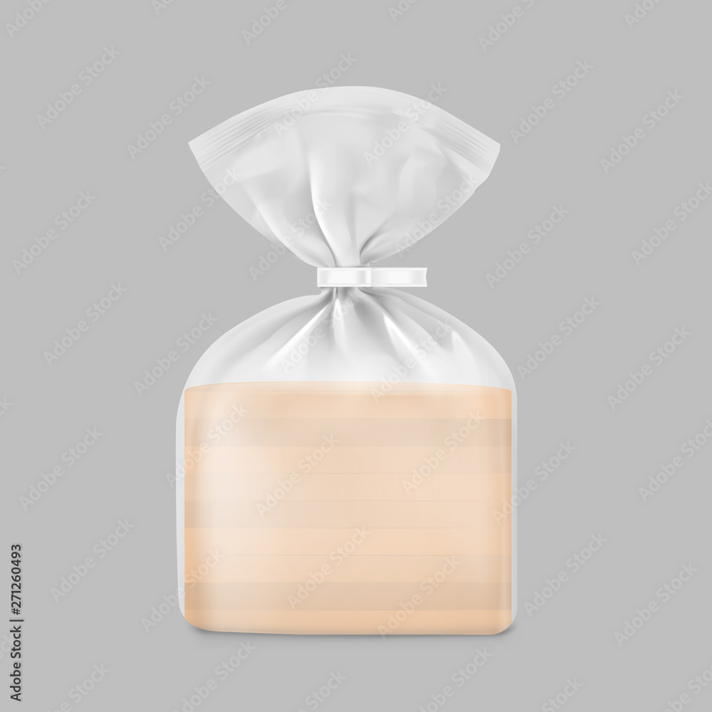 Toast bread packaged with clip on grey background. Vector illustration ...