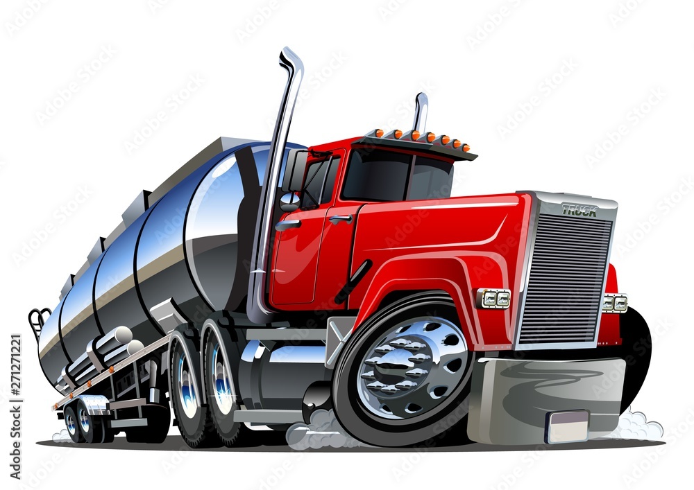 Cartoon semi tanker truck isolated on white background Stock Vector ...