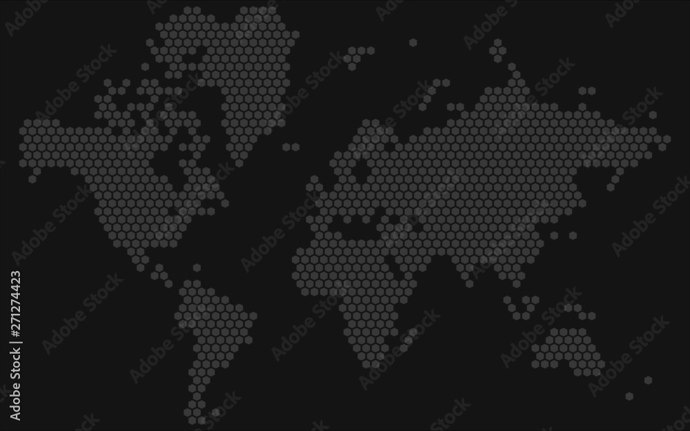 World map isolated on gray background. Stylized hexagon Earth template ...