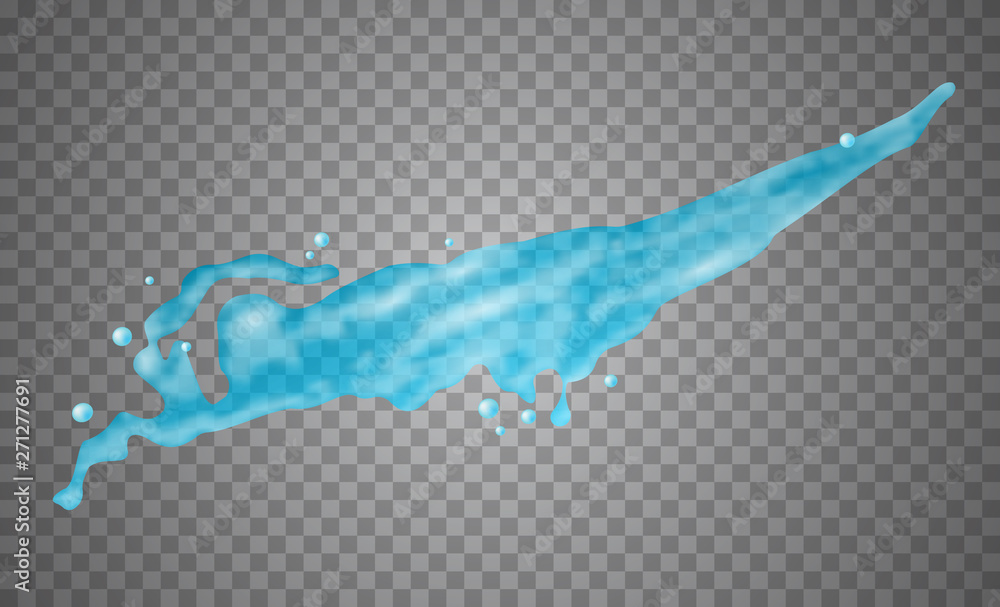 Realistic blue water splash or wave on transparent background. Vector illustration. Stock Vector ...