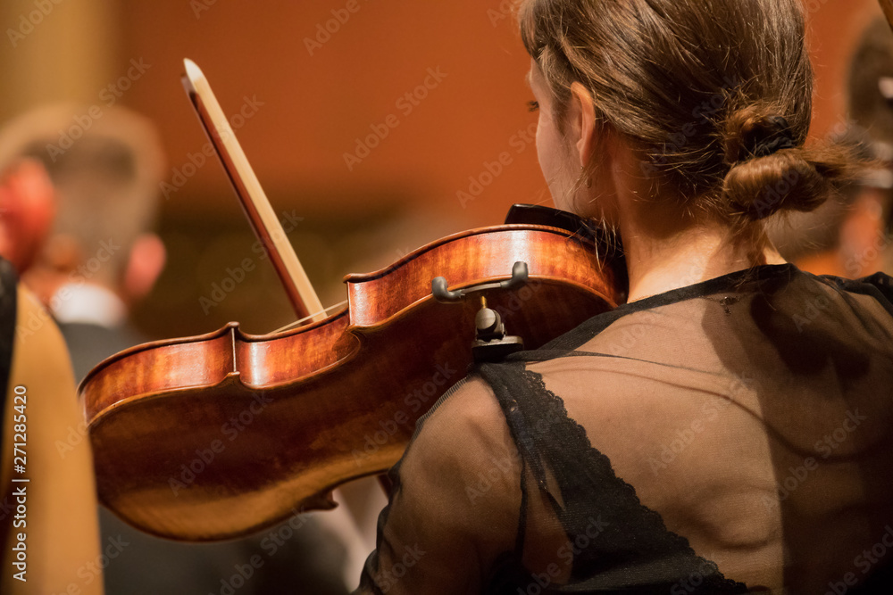 Violinist player during a classical concert music, close-up. Stock ...