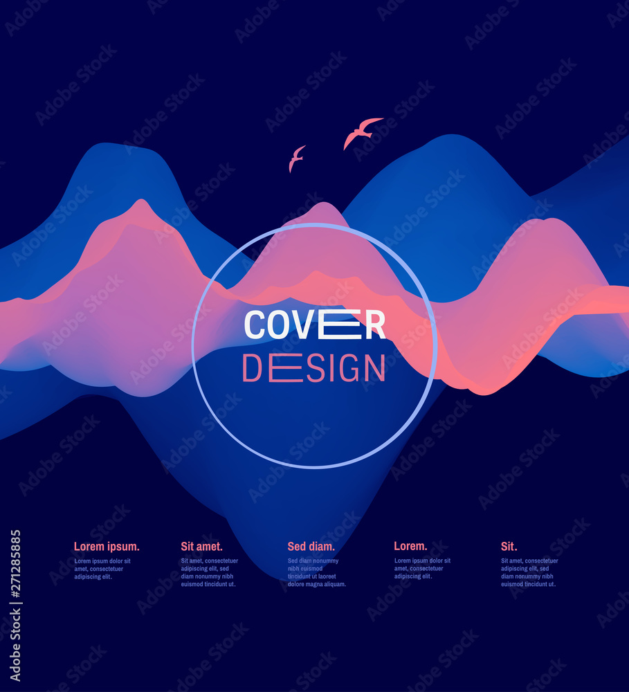 Cover design template. Landscape with mountains. Abstract background ...