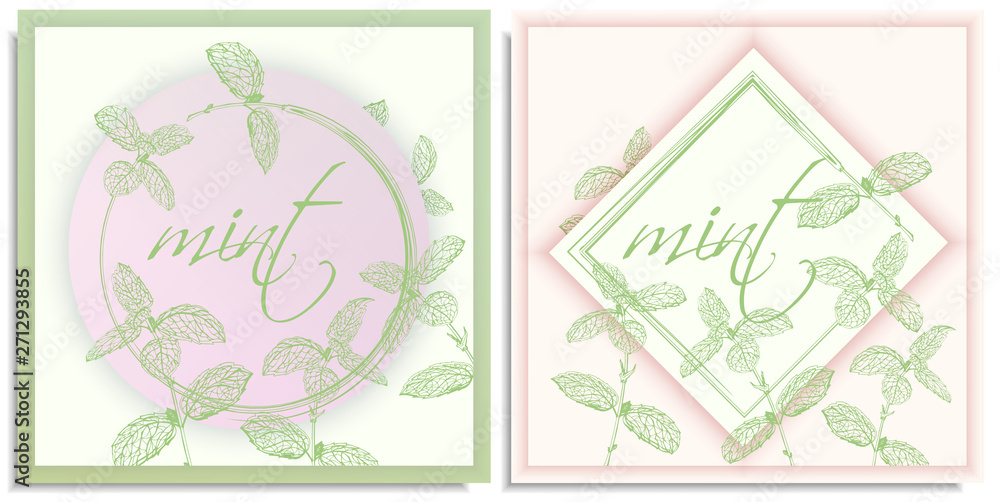 Vector set of postcards templates, invitation with hand-drawn graphics ...