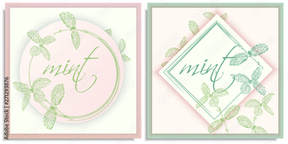 Vector set of postcards templates, invitation with hand-drawn graphics ...