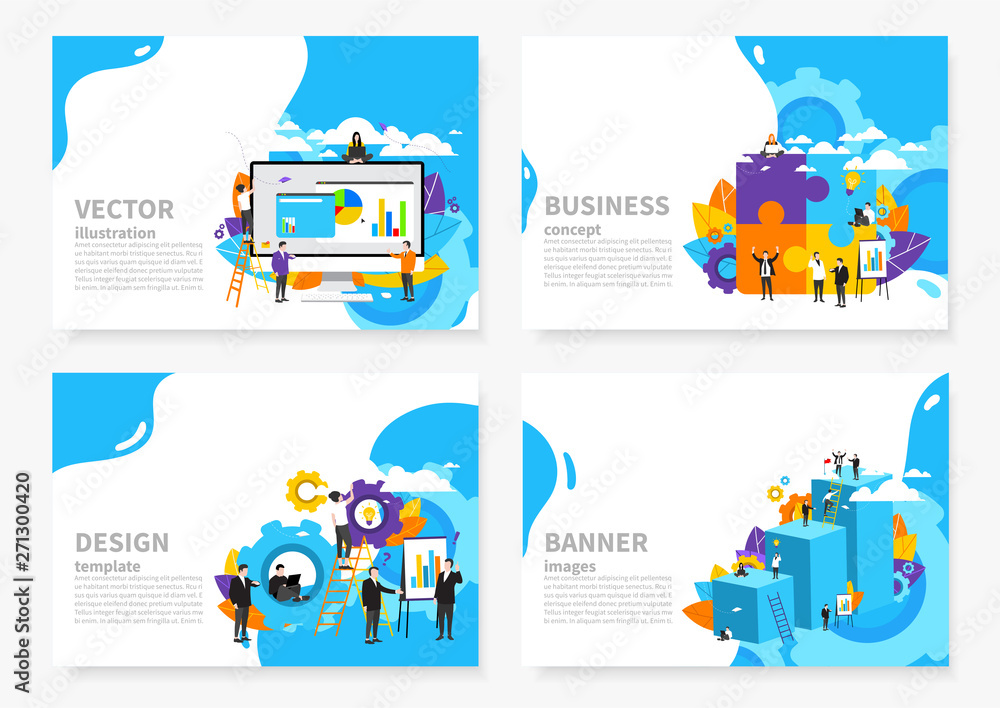 Brochure. The man behind the computer or laptop. Vector illustration ...