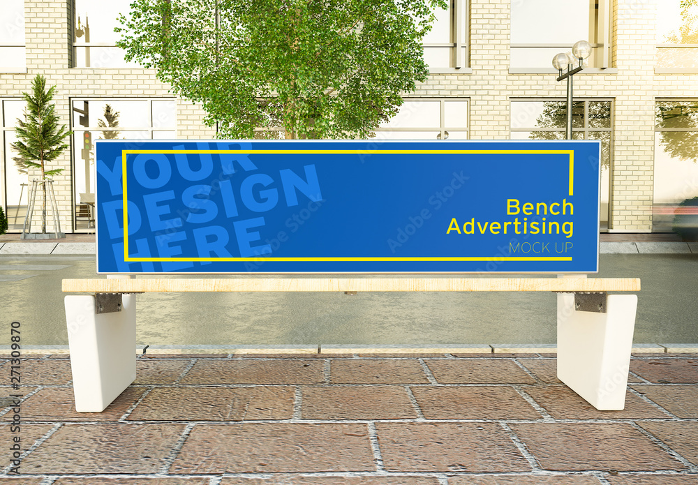 Advertising Bench on a Street Mockup Stock Template | Adobe Stock