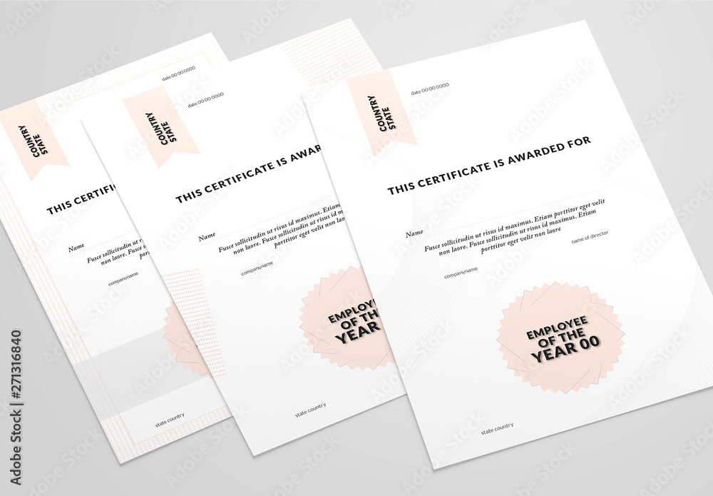 Rose and Grey Award Certificate Layout Stock Template | Adobe Stock