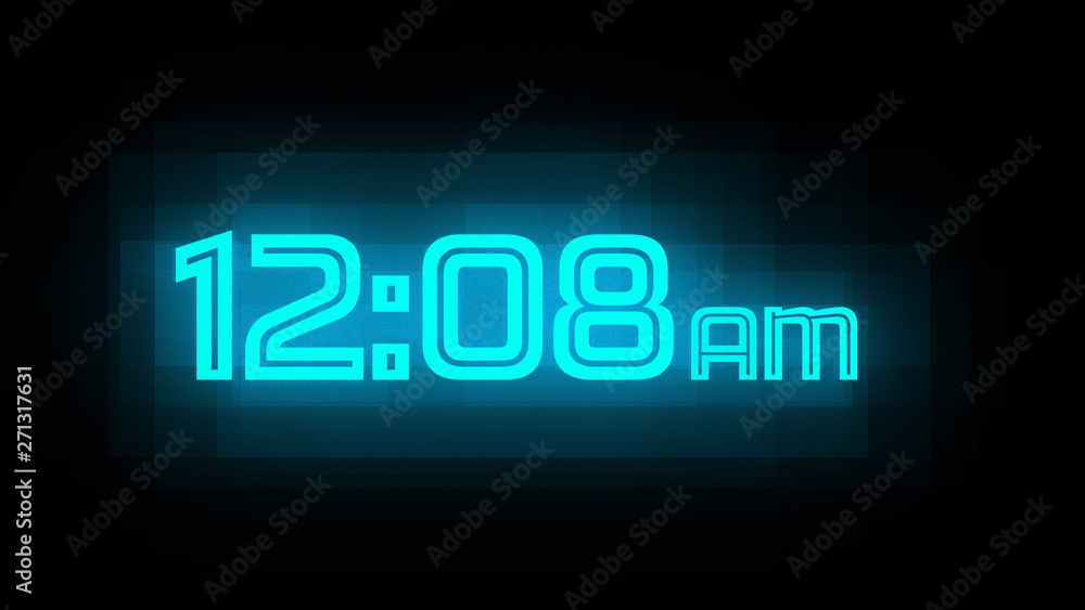 Neon Digital Clock Title Stock Template | Adobe Stock