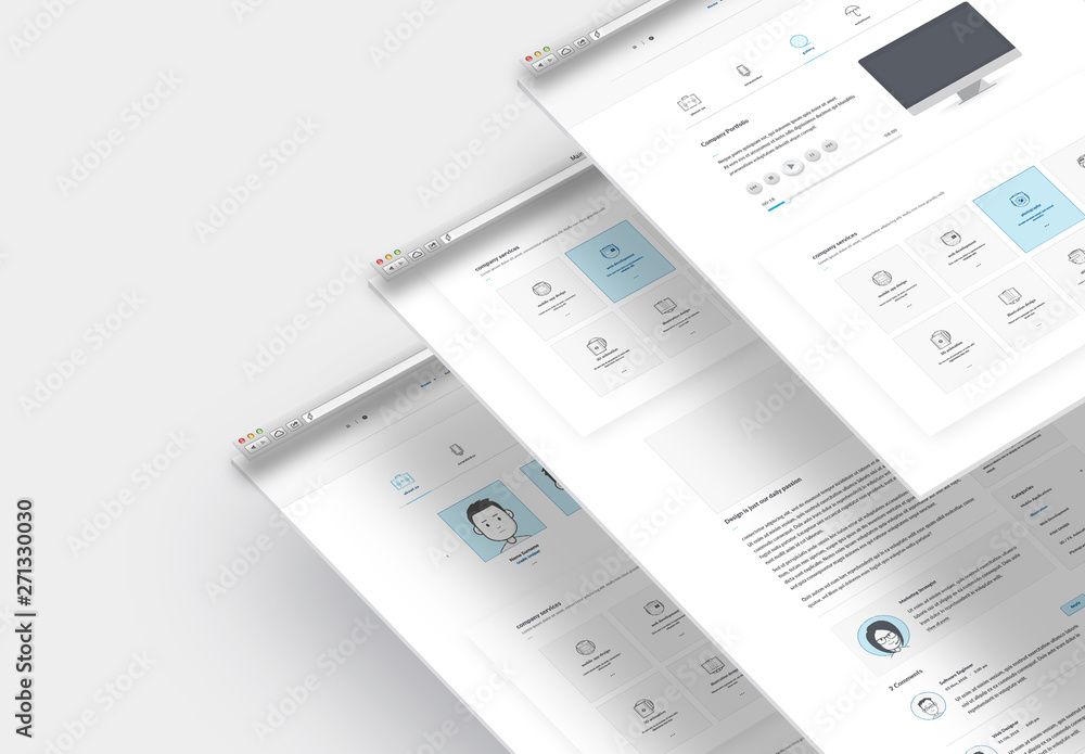 Company Portfolio Website Layout Set Stock Template | Adobe Stock