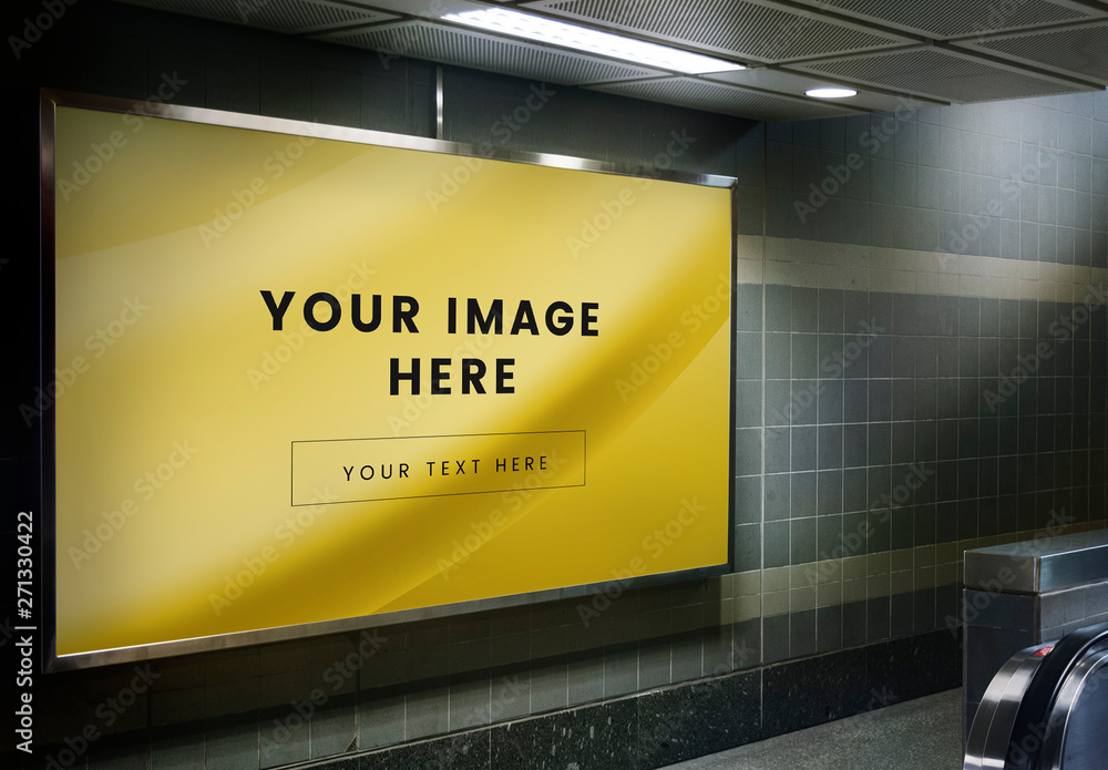 Subway Signboard Mockup Stock Template | Adobe Stock