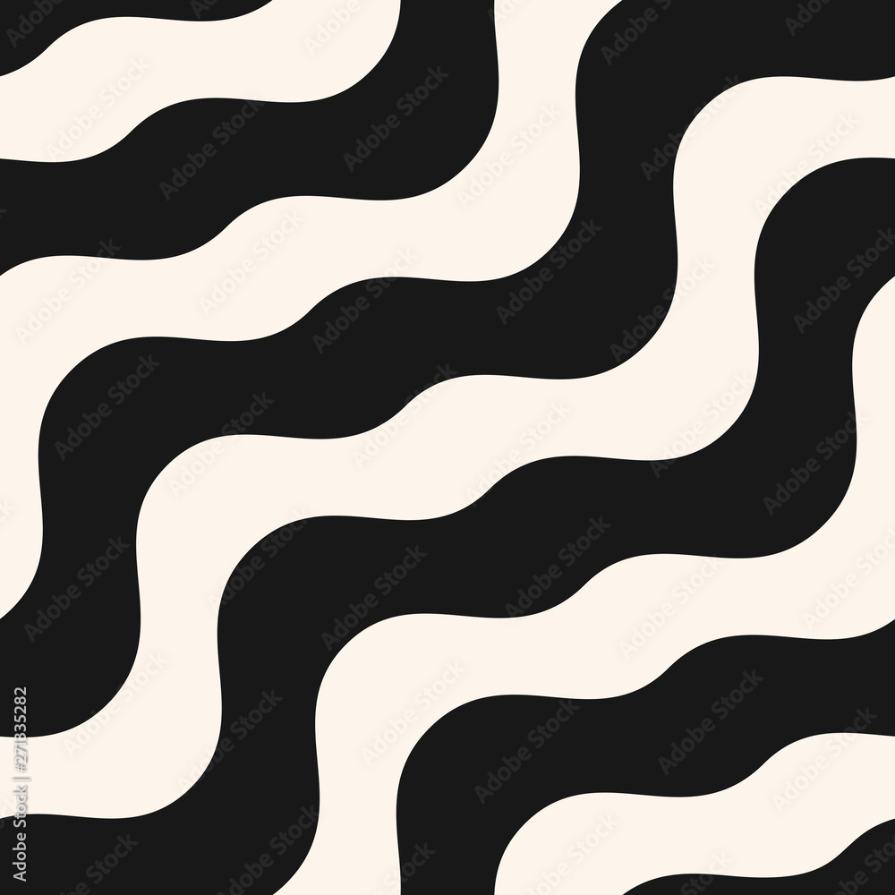 Diagonal wavy lines seamless pattern. Vector abstract liquid lines ...