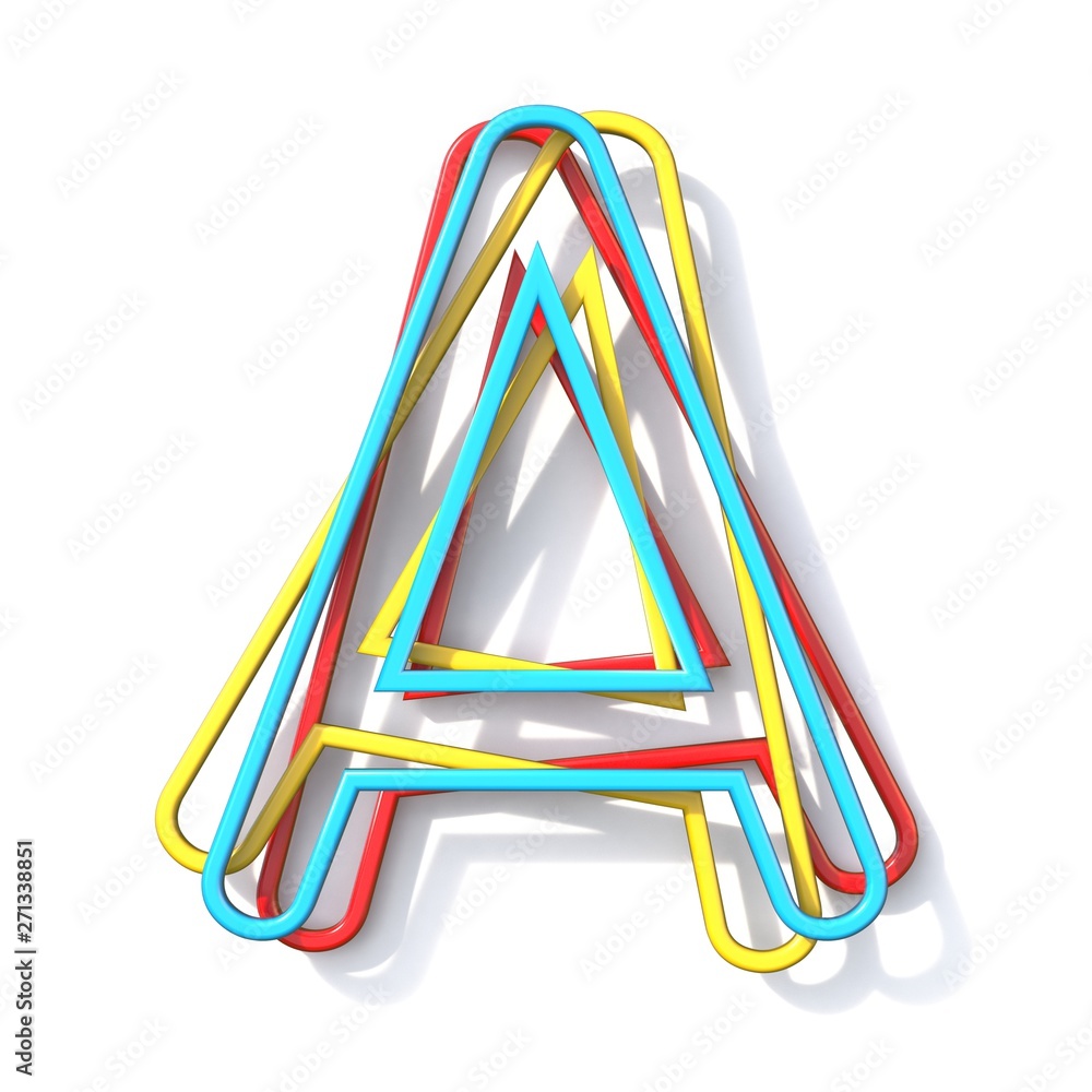 Three basic color wire font Letter A 3D Stock Illustration | Adobe Stock