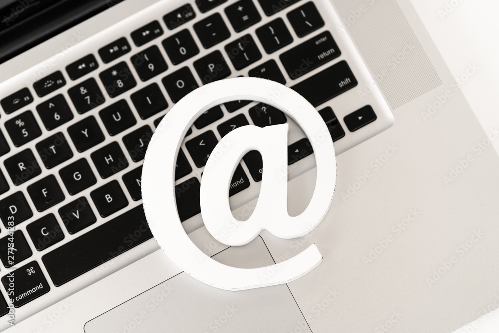 E-mail symbol on a laptop computer keyboard concept for email ...