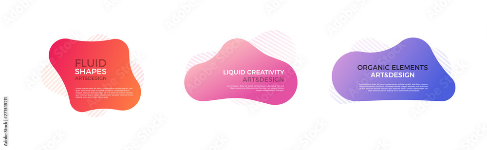 Set of trendy colorful and glowy fluid shapes. Vector geometric ...