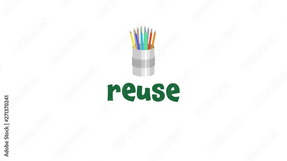 Video loop animation of the phrase 'reduce, reuse, recycle' and related ...