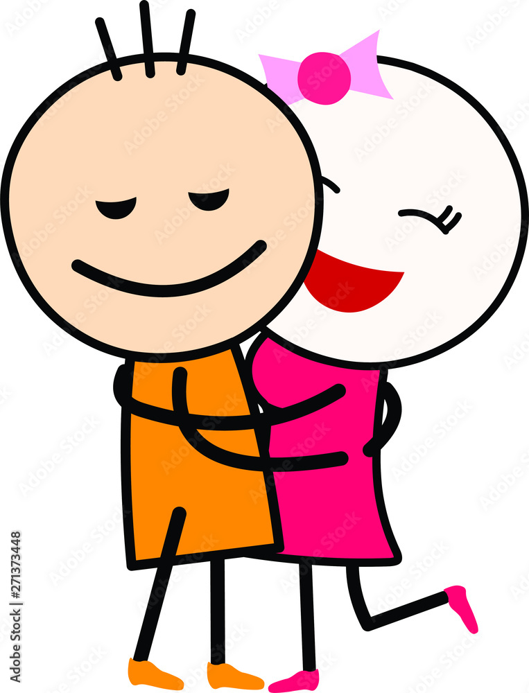 Cute Cartoon Couple Hugging