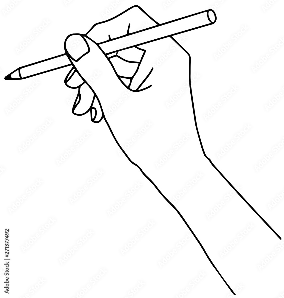 Hand with a pen. Hand drawn vector illustration. Stock Vector | Adobe Stock