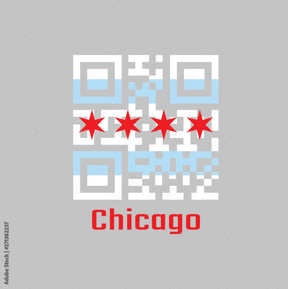 QR code set color of Chicago flag, the city of Chicago is the most ...