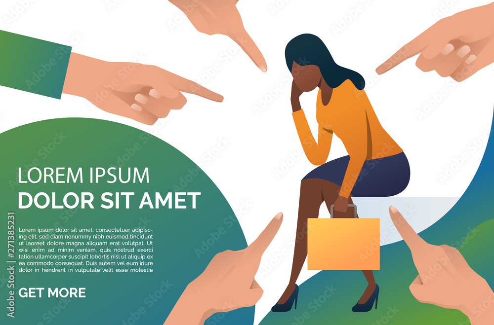 People accusing and pointing at business woman. Blame, guilty, failure ...