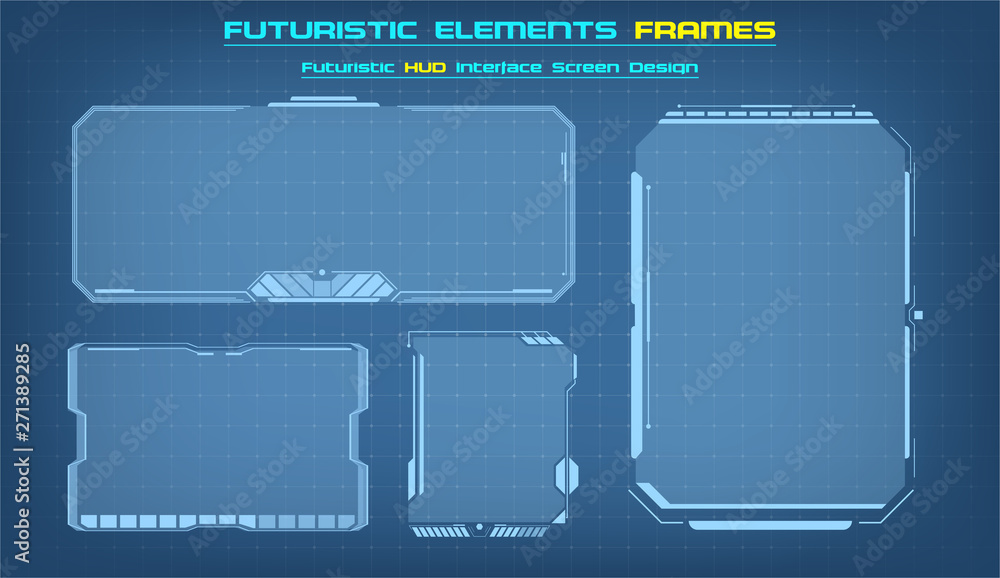 Sci Fi HUD modern futuristic user interface square Frames blocks Set. Technology background with ...