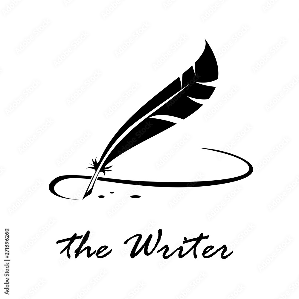 Vector logo writer. Signature with inkwell o bird pen Stock Vector ...