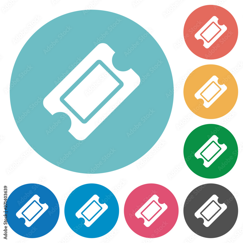 Single ticket flat round icons Stock Vector | Adobe Stock
