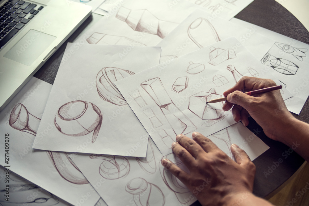 Production designer sketching Drawing Development Design product ...