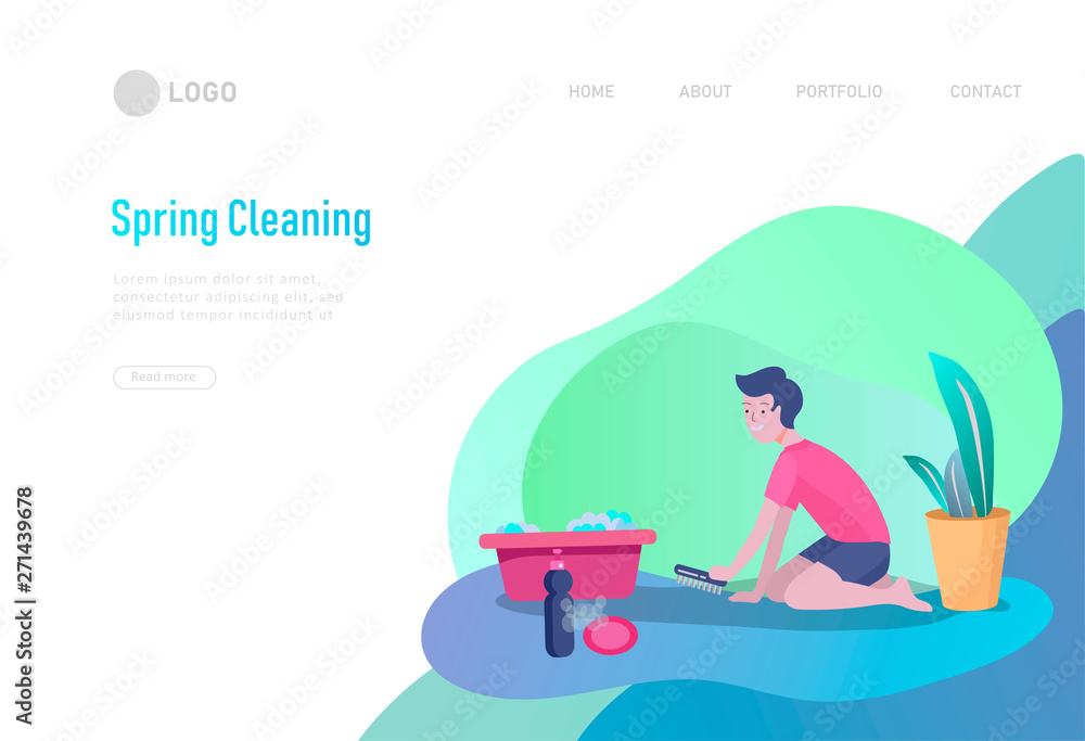 landing page template people home cleaning, washing, cleaning carpet ...