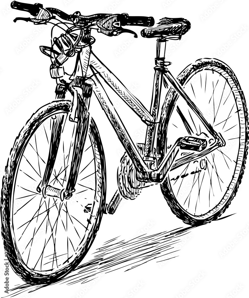Hand drawing of a city bicycle for strolls Stock Vector | Adobe Stock
